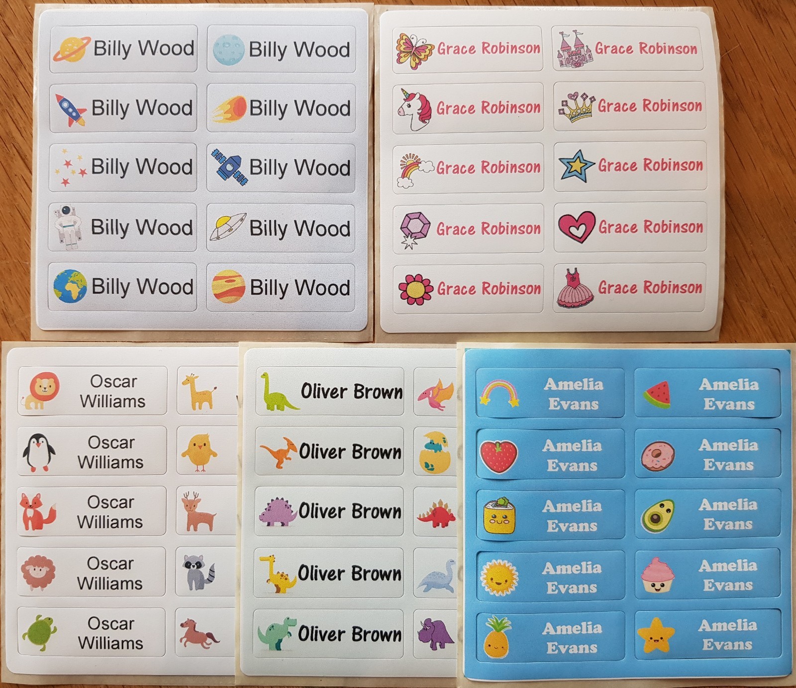 Personalised Waterproof Stick On Name Labels for Clothing/ School Name ...