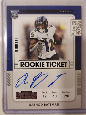 Rashod Bateman 2021 Panini Contenders Rookie Ticket Auto Ravens RC ...