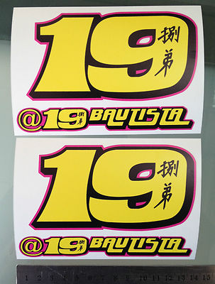 Alvaro Bautista Number 19 Stickers / Decals - 135mm x 90mm - X2 | eBay UK