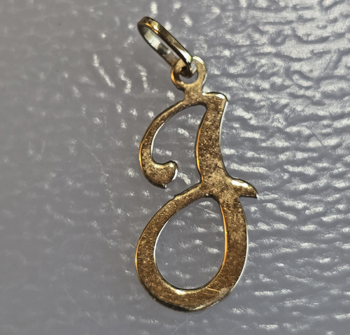 VINTAGE SOLID 14K YELLOW GOLD CURSIVE LETTER “J” PENDANT Initial J ...