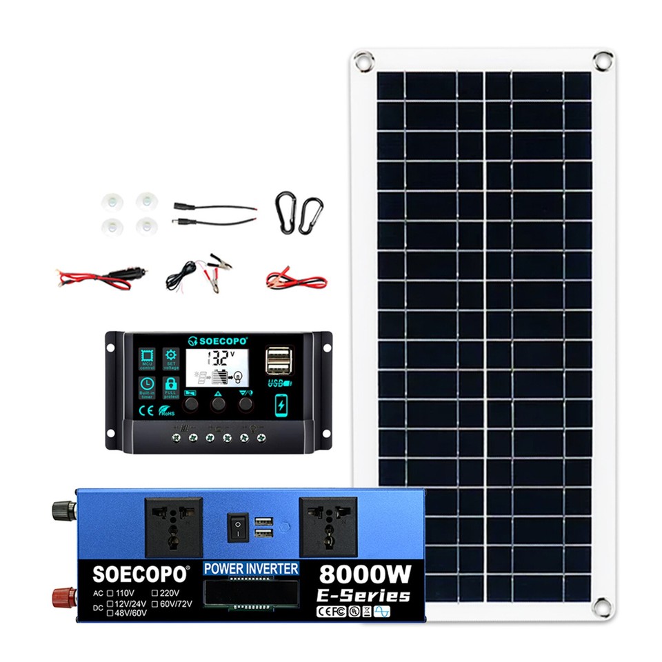 8000W Complete Solar Panel Kit Solar Power Generator 100A Home 110V ...
