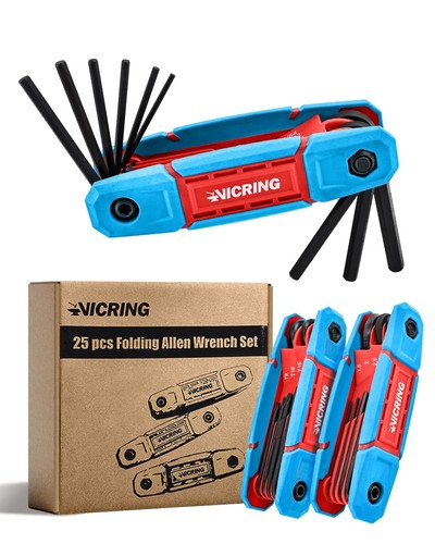 17PCS Folding Allen Wrench Set SAE and Metric Hex Key Set Allen ...