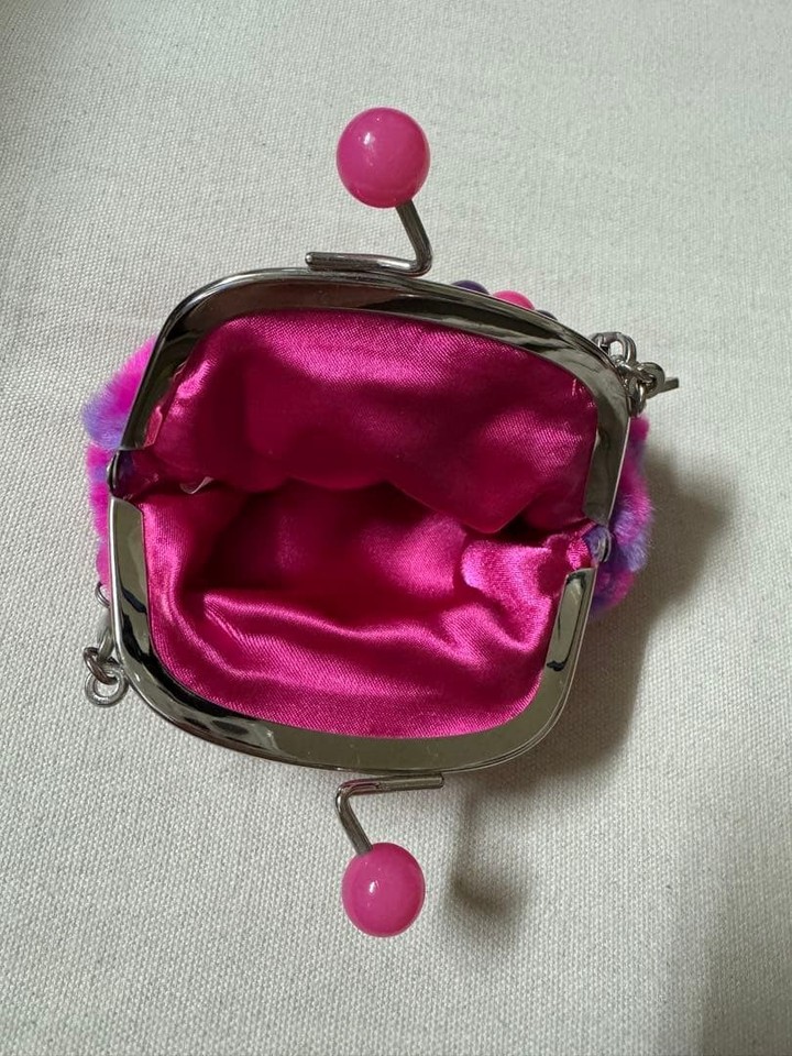 Tokyo Disney Resort Cheshire Cat Purse Used, Pink & Purple Stripes ...