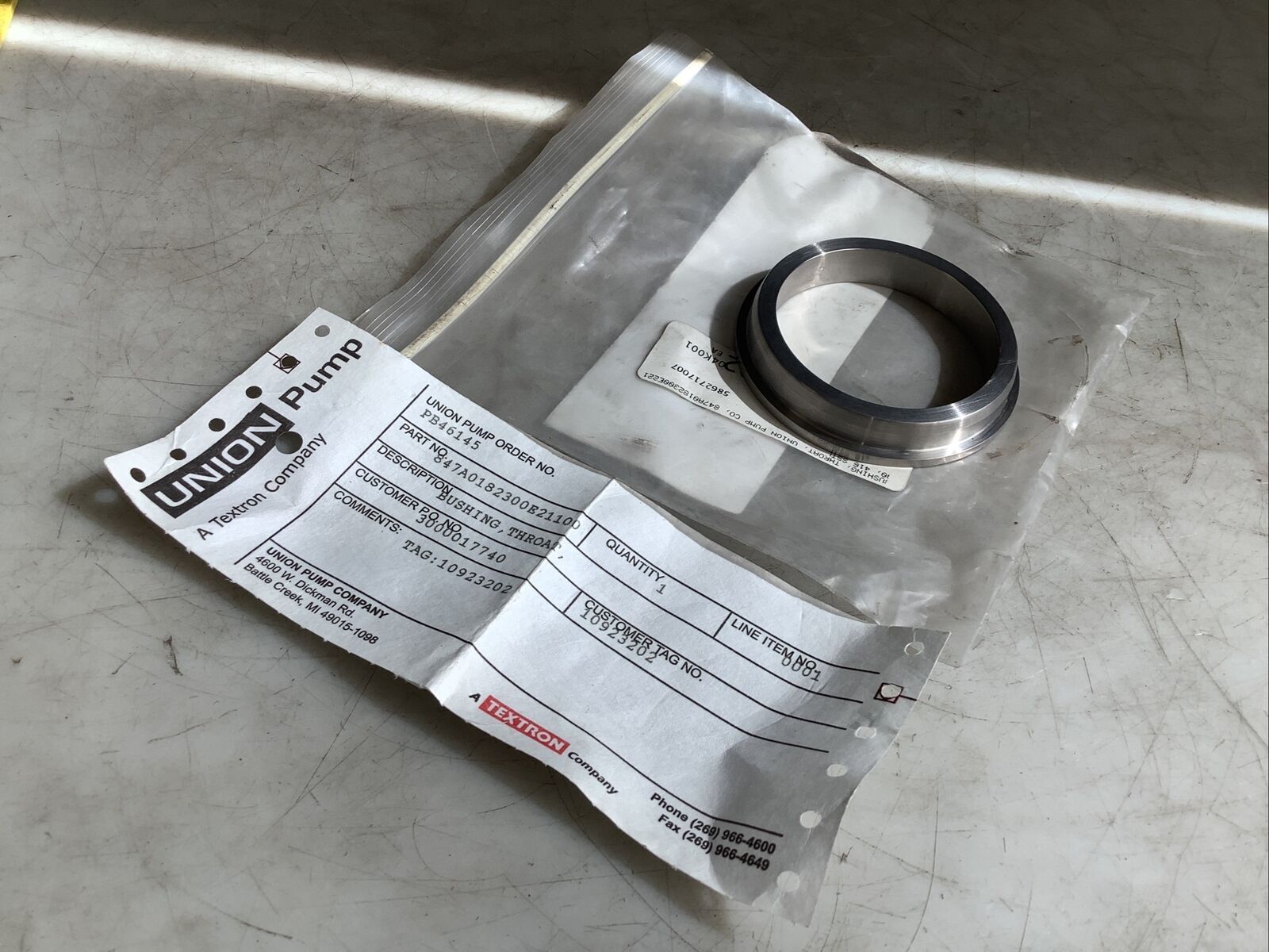 UNION PUMP 847A0182300E21100 THROAT BUSHING 678 | eBay