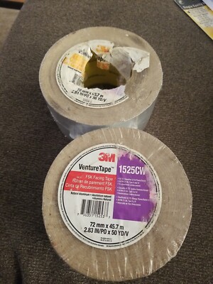2- 3M Venture FSK Facing Tape 1525CW Silver, (2.83" X 50 yards). Lot of ...