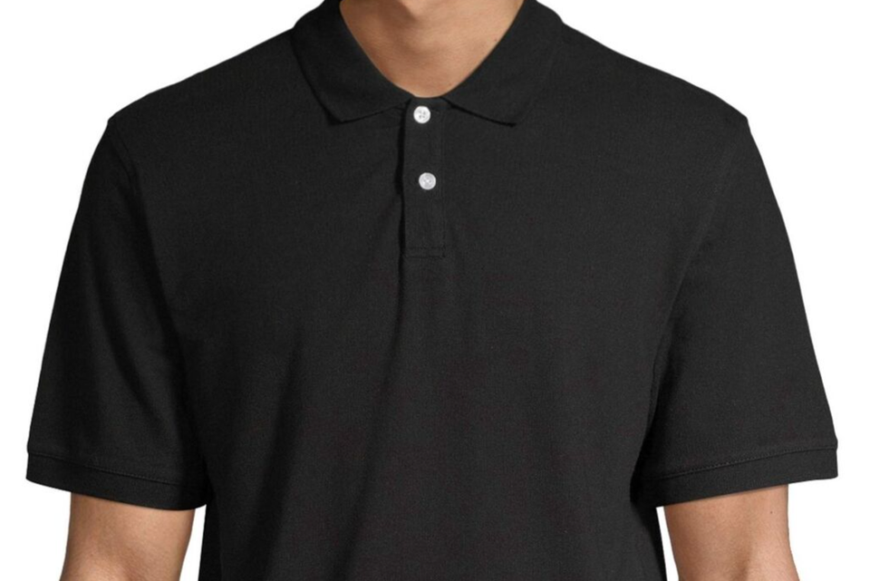 Men's Polo Shirt Black S 34-36 Pique Stretch Short Sleeve Collar Button ...