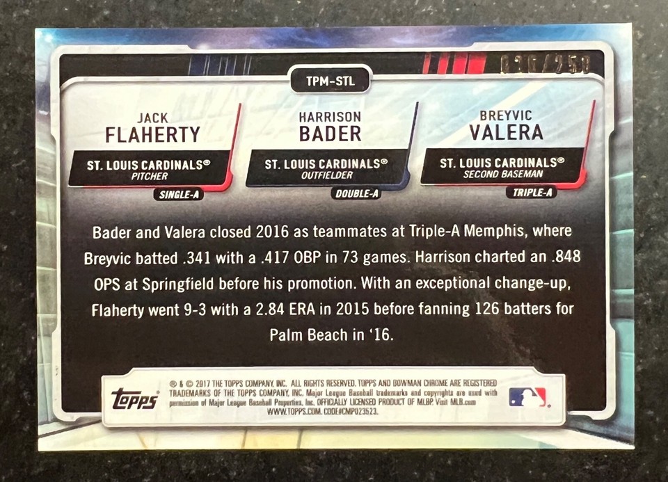 2017 Bowman Chrome Mega Box Talent Pipeline Purple Flaherty Bader ...