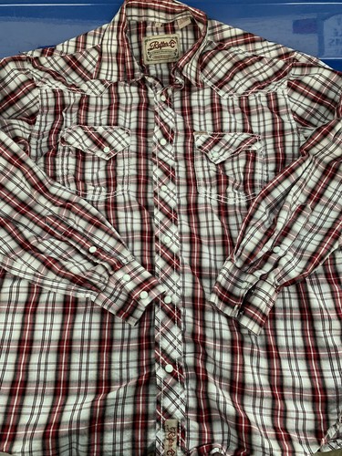 Rafter C Cowboy Collection Shirt Red Plaid Cotton Pearl Snap Long ...
