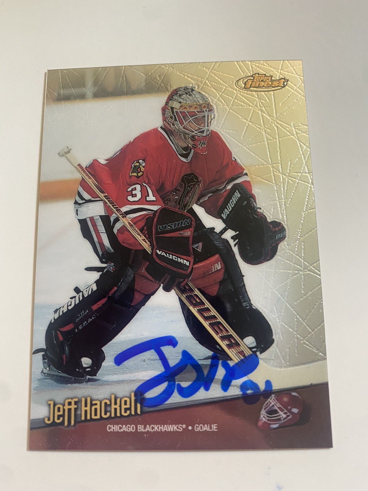 Jeff Hackett Signed 1998/99 Topps Finest Chicago Blackhawks Card # 86 ...