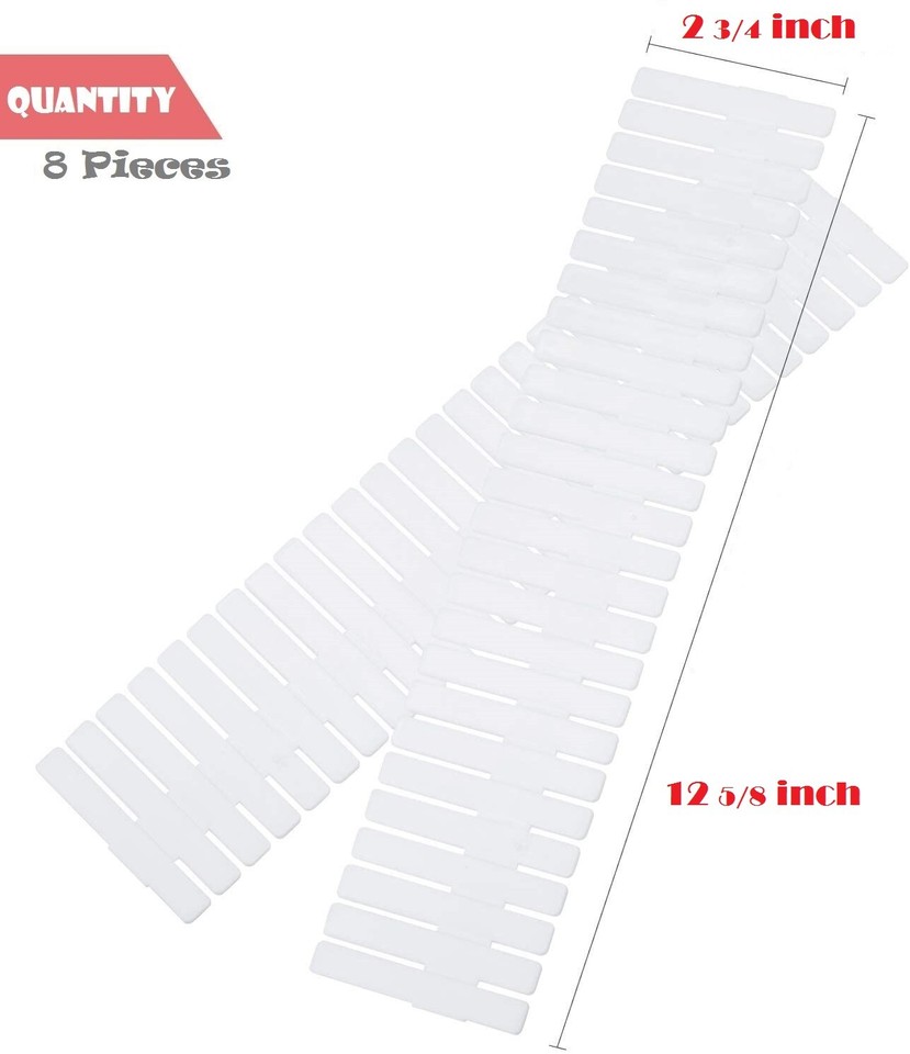 8 Pcs Adjustable DIY Drawer Divider Storage Organizer Separator- White ...