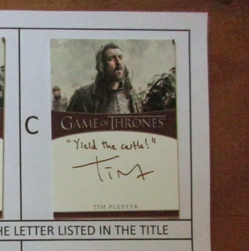Game Of Thrones Saison 8 Tim Plester Inscription Autographe (Un Carte ...