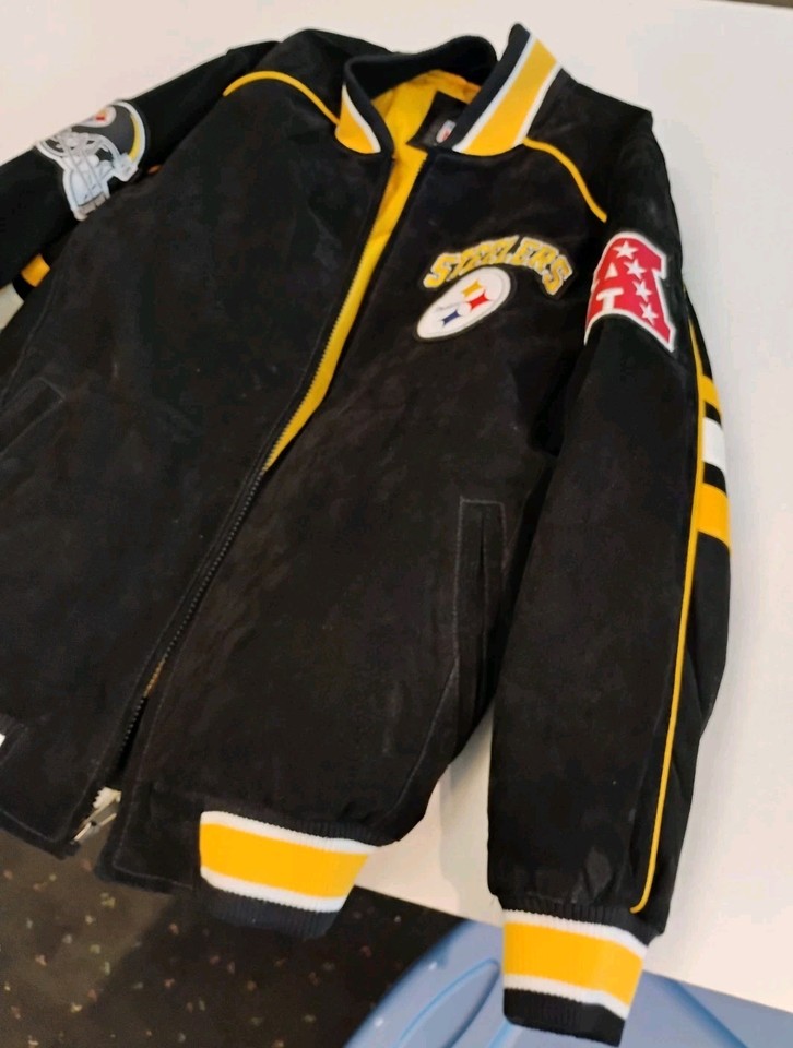 NFL Pittsburgh Steelers AFC Patch Logo Suede Leather Varsity Jacket Sz ...