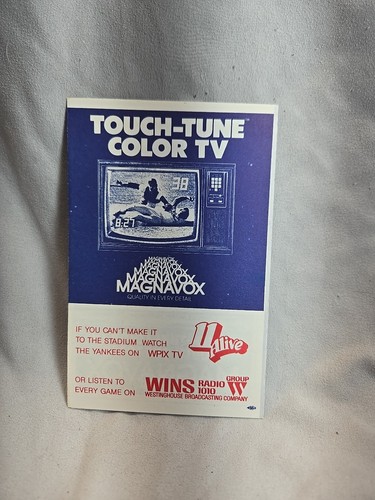 1978 New York Yankees pocket schedule sponsored by MAGNAVOX / WPIX ...