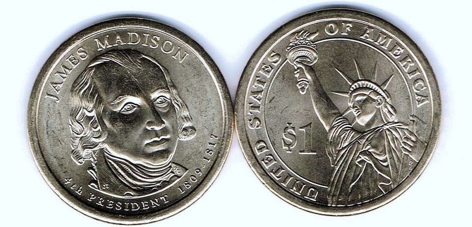 2007-P $1 James Madson Brilliant Uncirculated 4TH Presidential Dollar ...