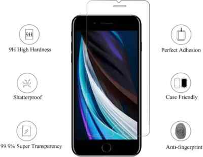 For iPhone SE 3rd Gen 2022 7 8 XS 11 12 Screen Protector Tempered Glass ...