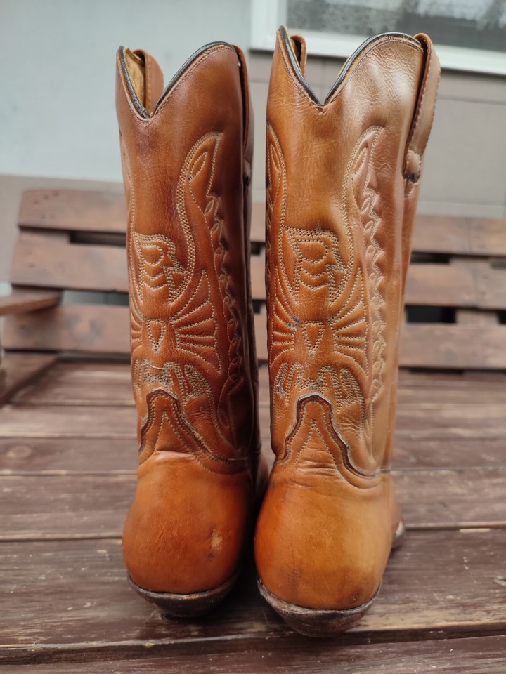 Buffalo Authentic Vintage Brown Leather Western Cowboy / Cowgirl Boots ...