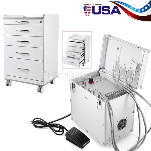 Portable Mobile Dental Delivery Unit Air Compressor Suction 4H /Storage ...