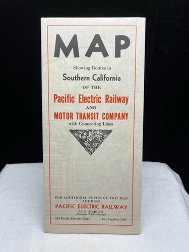 Original Vintage Southern California Pacific Electric Railway Map ...
