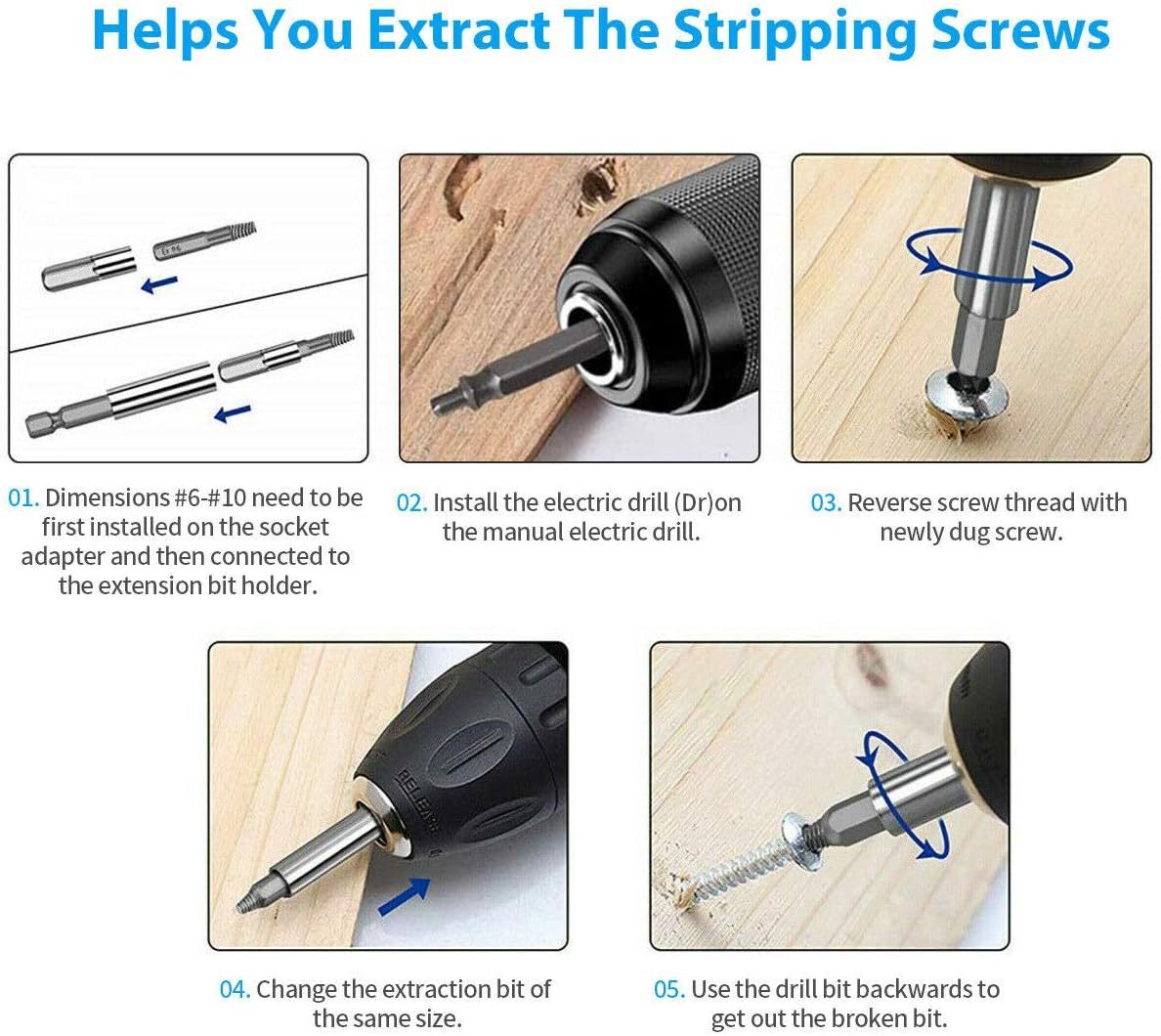 22X Broken Screw Extractor Remover Set Easy Out Damaged Stripped Drill ...