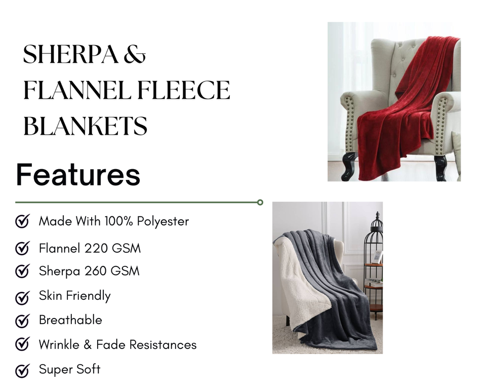 Reversible Sherpa Fleece Blanket Thick Mink Soft Warm Sofa Bed Flannel ...
