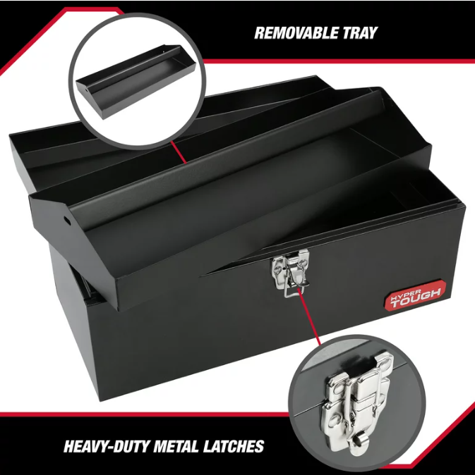 NEW 16-Inch Metal Tool Box with Removable Tool Tray, Black - Free ...