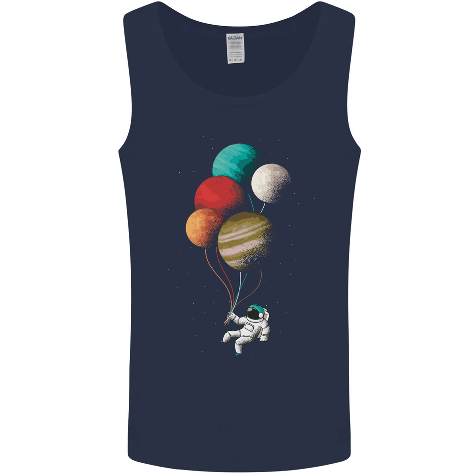 An Astronaut With Planets as Balloons Space Mens Vest Tank Top | eBay UK