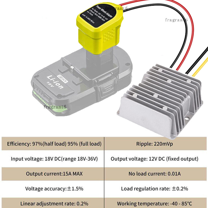 DIY Adapter Step Down DC Voltage Converter For RYOBI 18V To 12V Battery ...