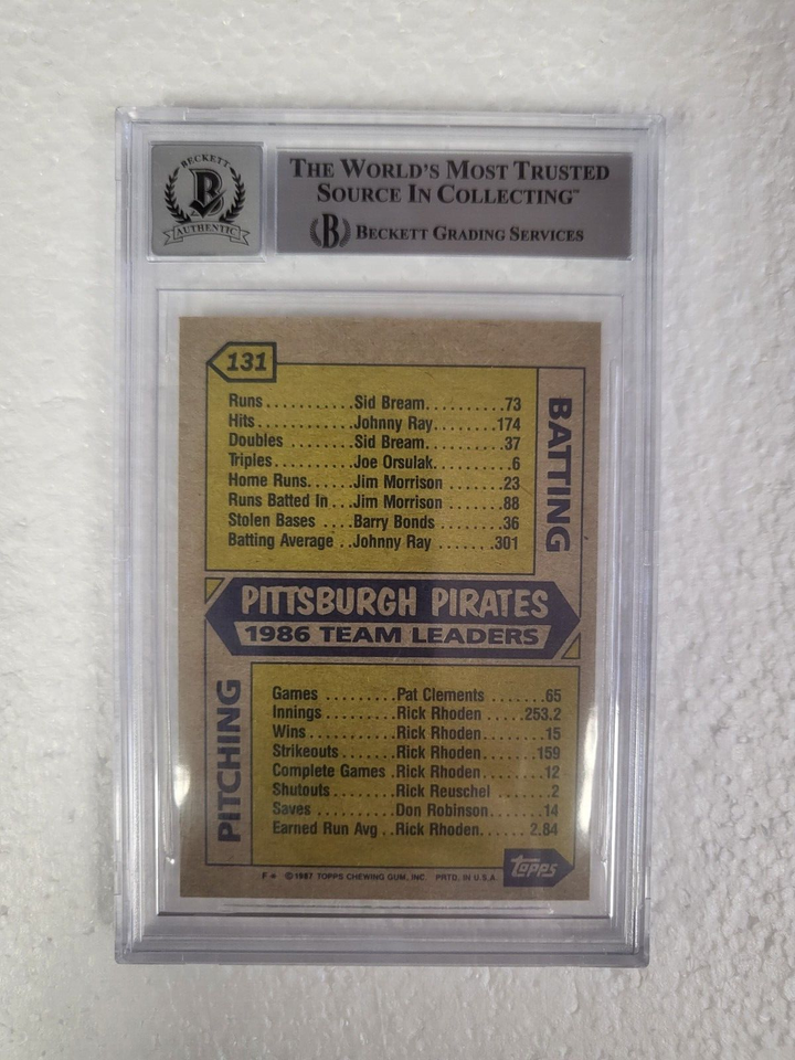 1987 TOPPS SID BREAM PITTSBURGH PIRATES SIGNED AUTO #131 CARD BECKETT ...