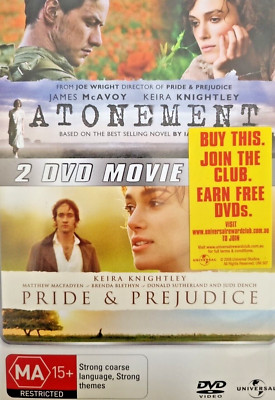 Atonement/ Pride & Prejudice (DVD 2008) Keira Knightley, James McAvoy ...