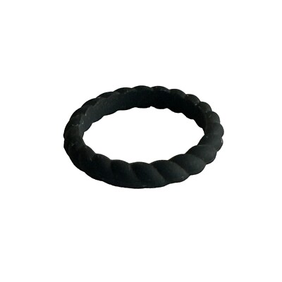 Enso Silicone Ring Unisex Size 4 Solid Black Silicone Rope Ring ...
