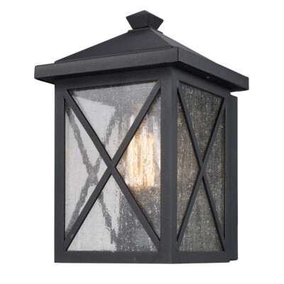 Leonis 1 Light 12 inch Black And Seeded Glass Outdoor Wall Lantern Orig ...