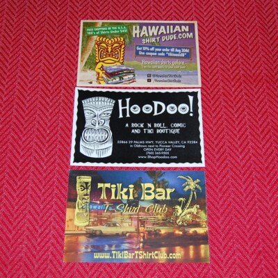 Lot of 3 Vintage Tiki Ad Cards Tiki Bar T-Shirt Club-Hawaiian Shirt ...