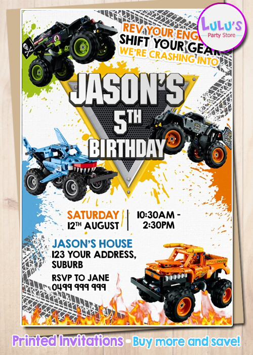 Monster Jam Birthday Party Invitation Invite Personalised Truck | eBay ...