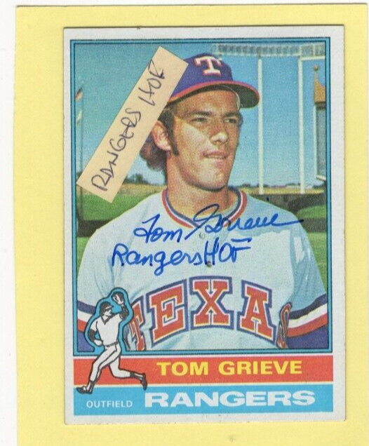 Autographed Tom Grieve "Rangers HOF" added 1976 Topps #106 Rangers Free ...