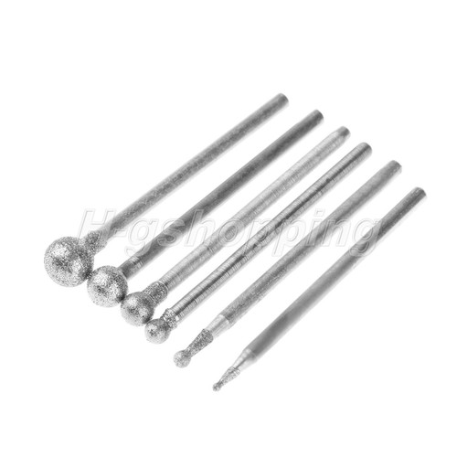 6Pc F needle Spherical Head Mounted Points Grinding Bit 2.35mm Shank ...