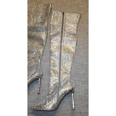 Steve Madden Skyscraper Over The Knee Boots In Size 10 Silver | eBay