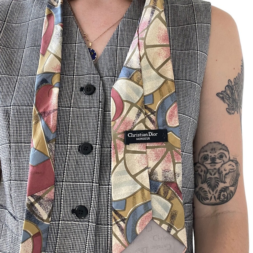 Vintage 1980s Christian Dior 100% Silk Geometric Preppy Academia Tie | eBay