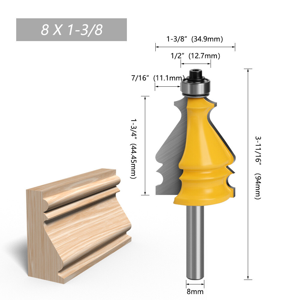 1/4 1/2 8mm Shank Architectural Molding Router Bit Profile Edge Cutter ...