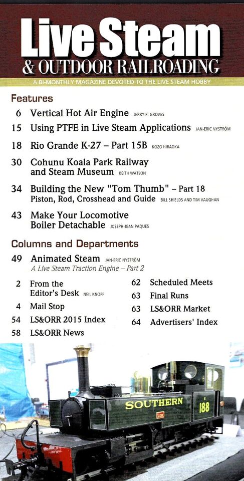 Live Steam & Outdoor Railroading March/April 2016 Vertical Hot Air ...