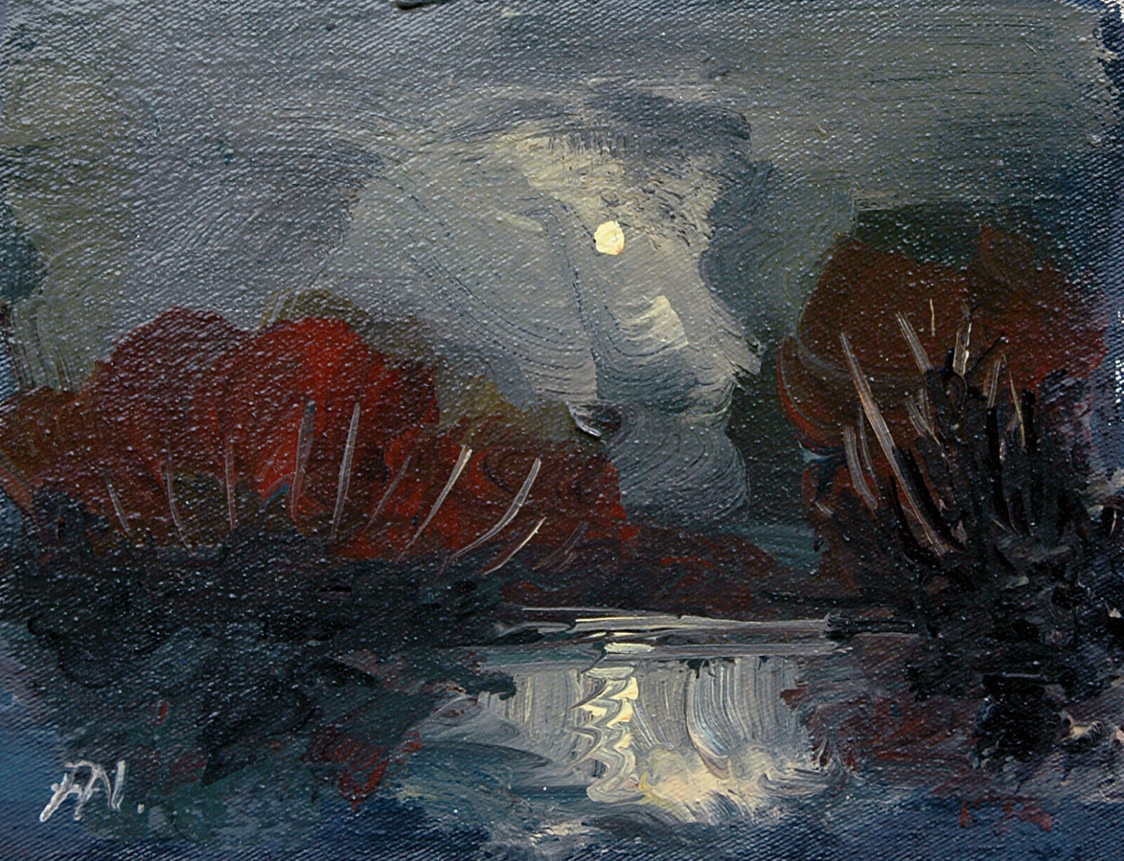 Fred Nömeier *1938: Dreiklang aus Blau Silber und Rost Herbstnacht ...