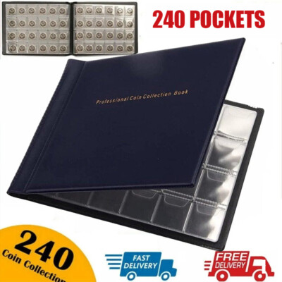 240 Coins Coin Album Australian Coin Collection Folder Book Holds Black ...