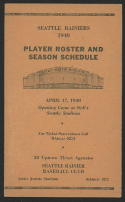 1940 Seattle RAINIERS, PCL, Roster/Schedule Brochure | eBay