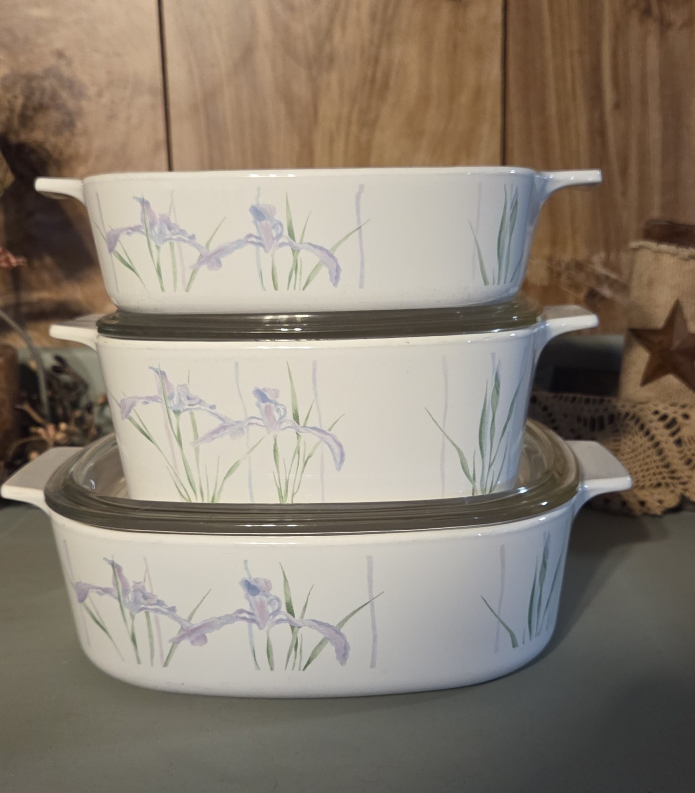 VTG Corning Ware Shadow Iris 5pc Set A-2-B w/Lid A-1 ½-B w/Lid A-1-B ...