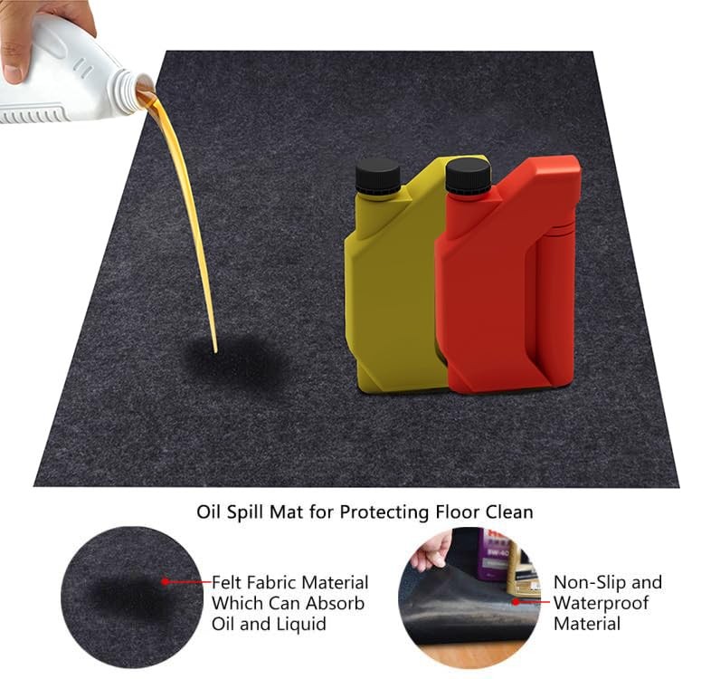 Oil Spill Mat,Absorbent Oil Mat Reusable Washable,Contains Liquids ...