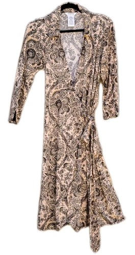 Women's George Stretch Sexy and flattering Tan & Black Wrap dress size ...