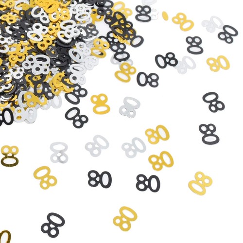 1.59 Oz Number 80 Confetti, Black Gold Silver, 80th Birthday ...