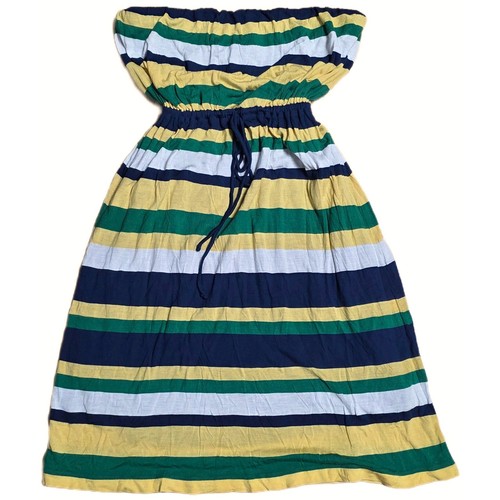 Heritage 1981 Strapless Striped Mini Dress Women's Size M Yellow Green ...