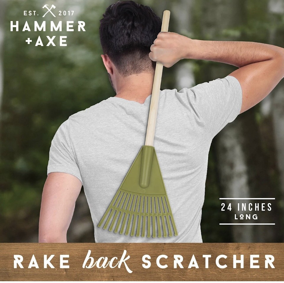 Mini Rake Back Scratch Scratcher 24 Inch Long with Wood Handle Hammer ...
