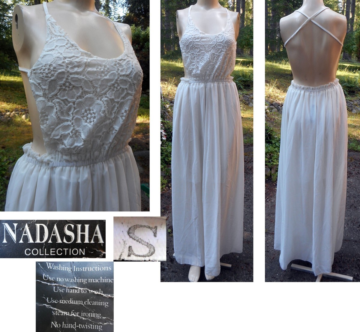 NADASHA Long White Poly Chiffon Strappy Backless Dress! S | eBay NADASHA Long White Poly Chiffon Strappy Backless Dress! S | eBay