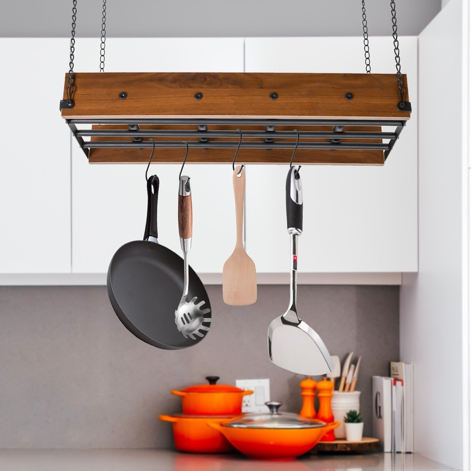 Kitchen Hanging Pot Pan Holder Hanger Iron Rack Cookware Organizer ...